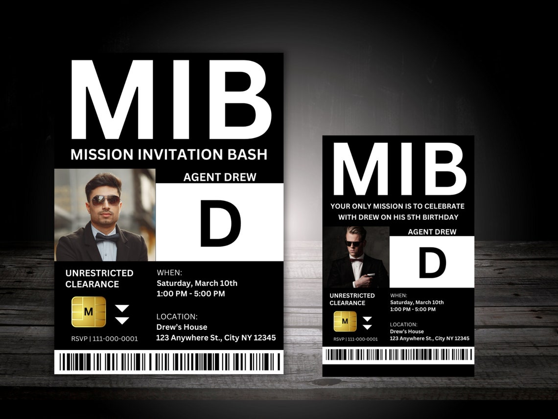 MIB Id Template, Printable Id Badge Mib, Personalized Men in Black ...