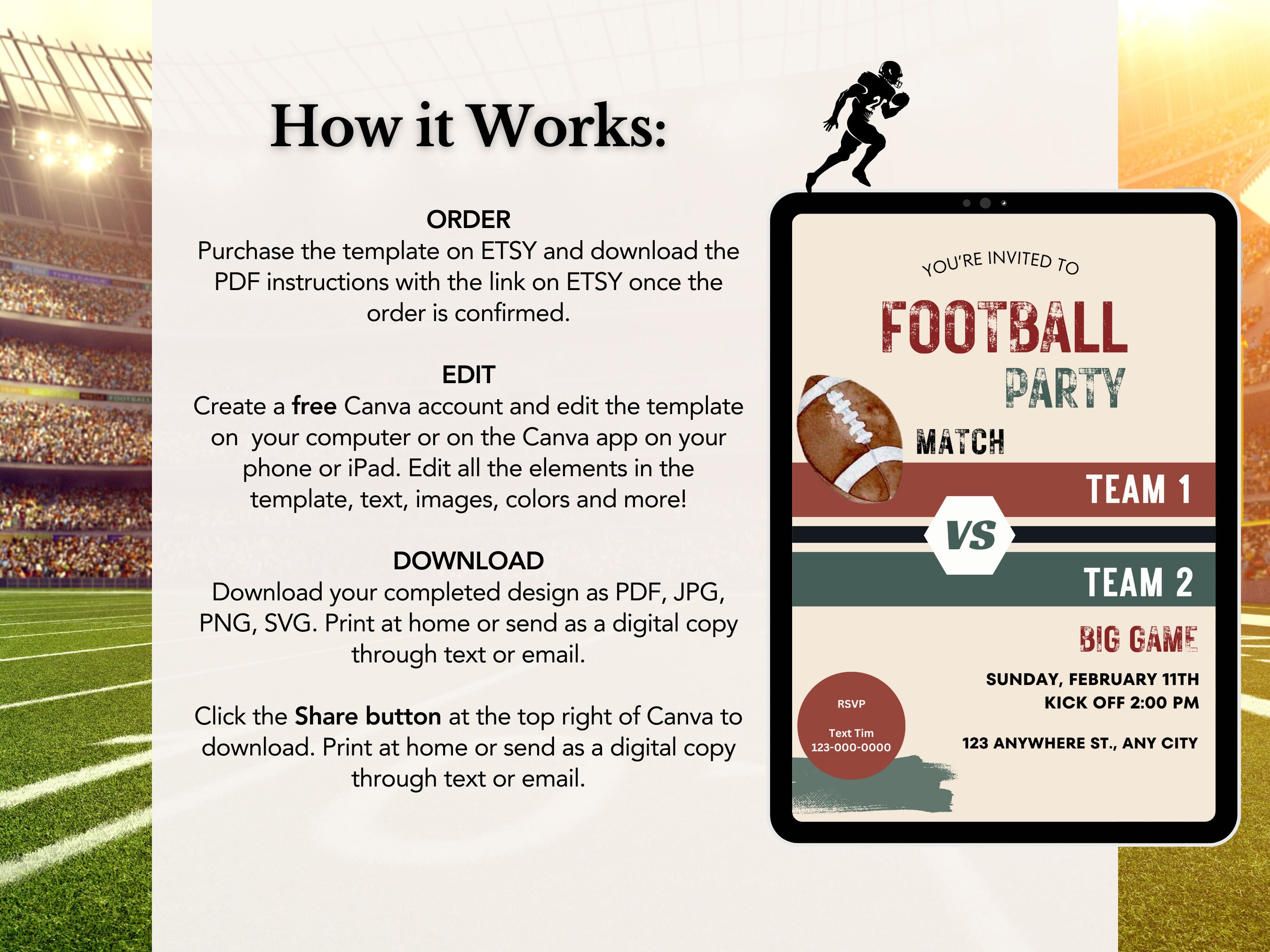 Editable Football Invitation | Football Party | Game Day Flyer ...