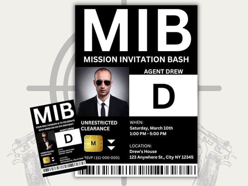 MIB Id Template, Printable Id Badge Mib, Personalized Men in Black ...