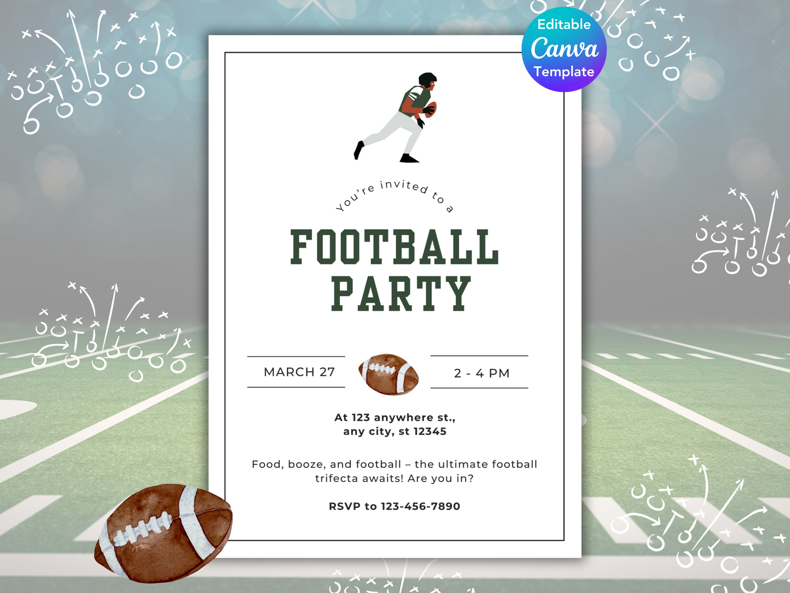 Editable Football Party Invite | Football Invitation | Football Sunday ...