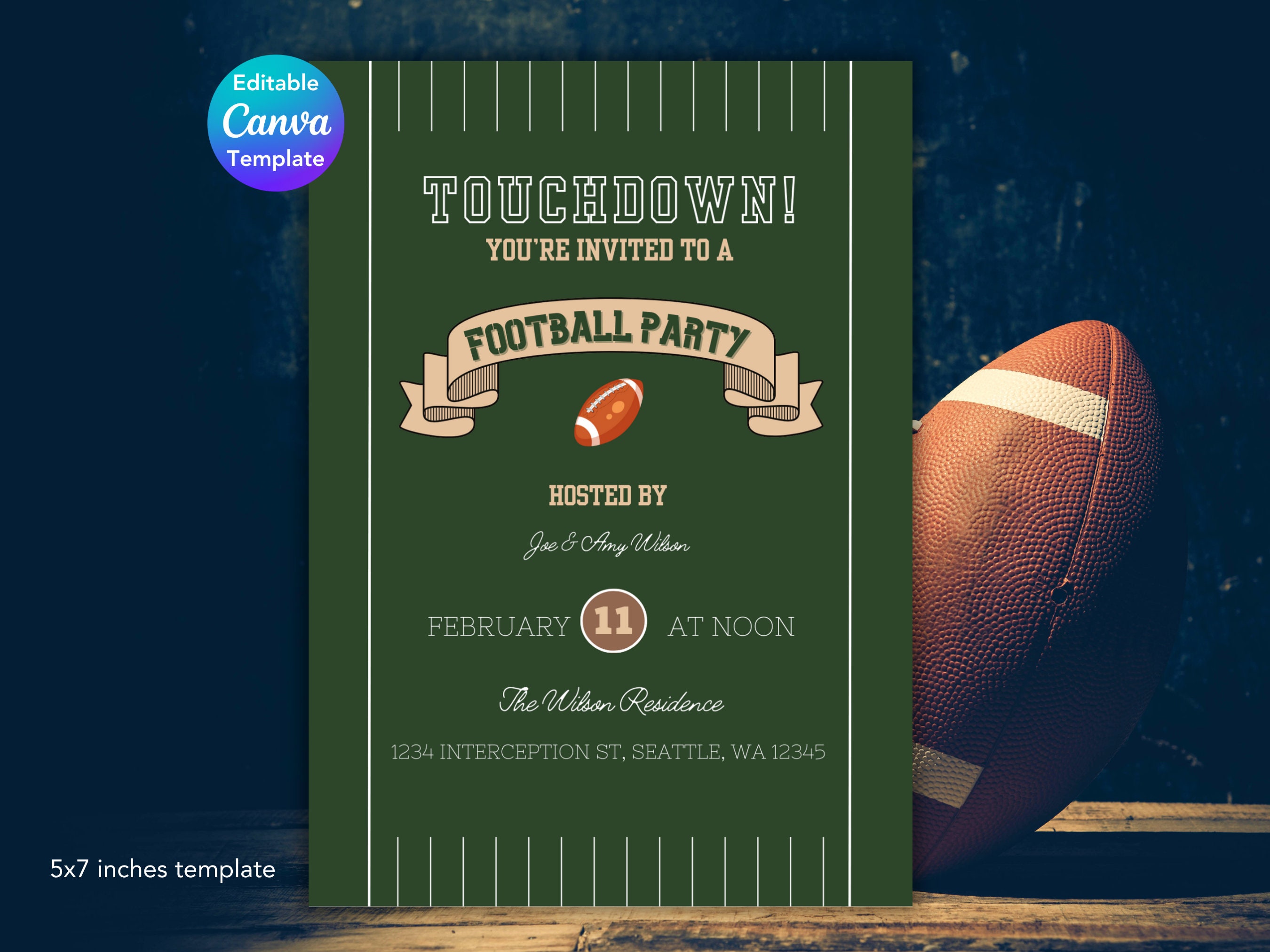 Football Invitation Template Football Party Game Day Flyer Football ...
