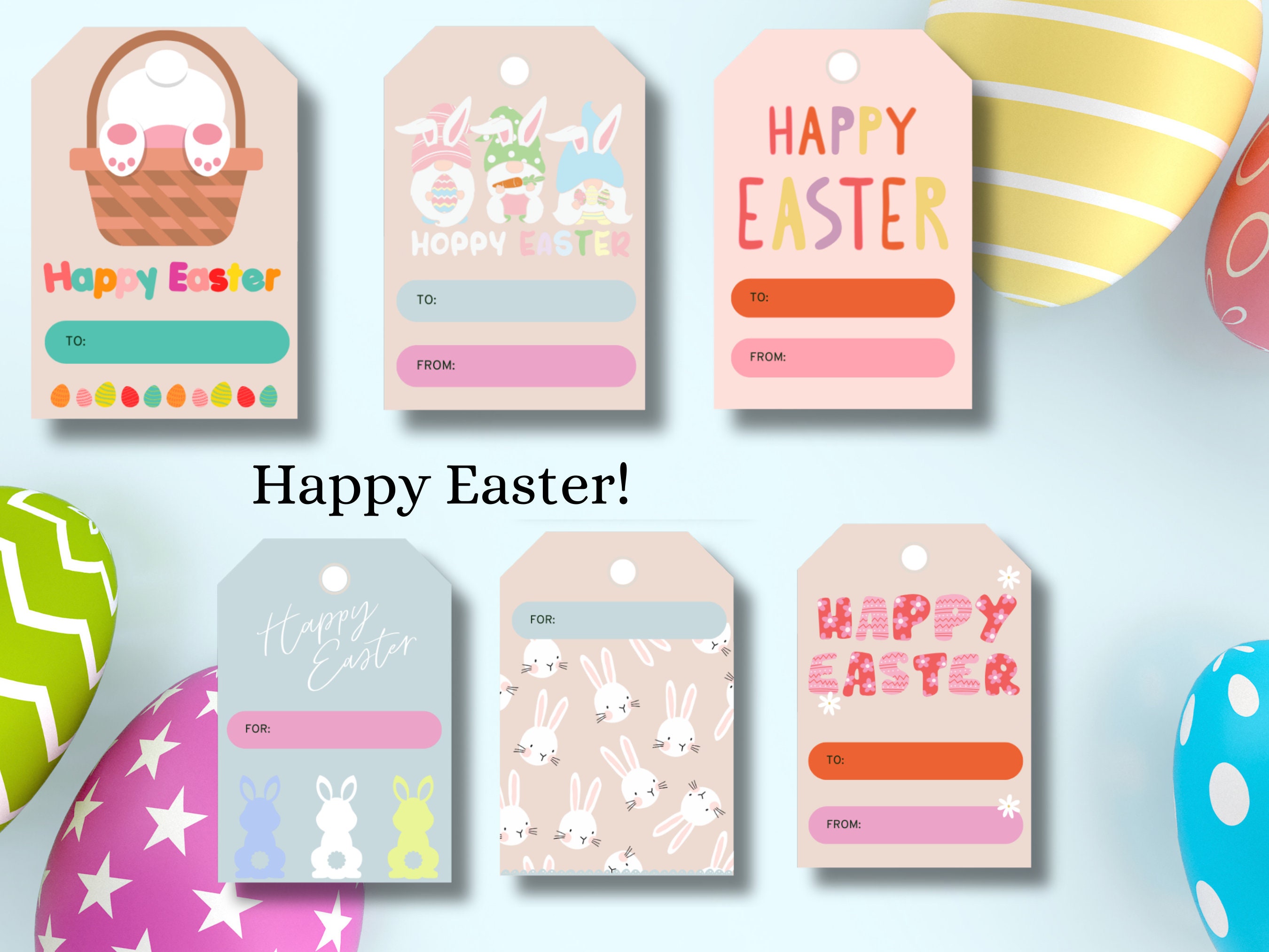 Easter Basket Tags, Printable Cute Easter Tags, Easter Gnome, Easter ...