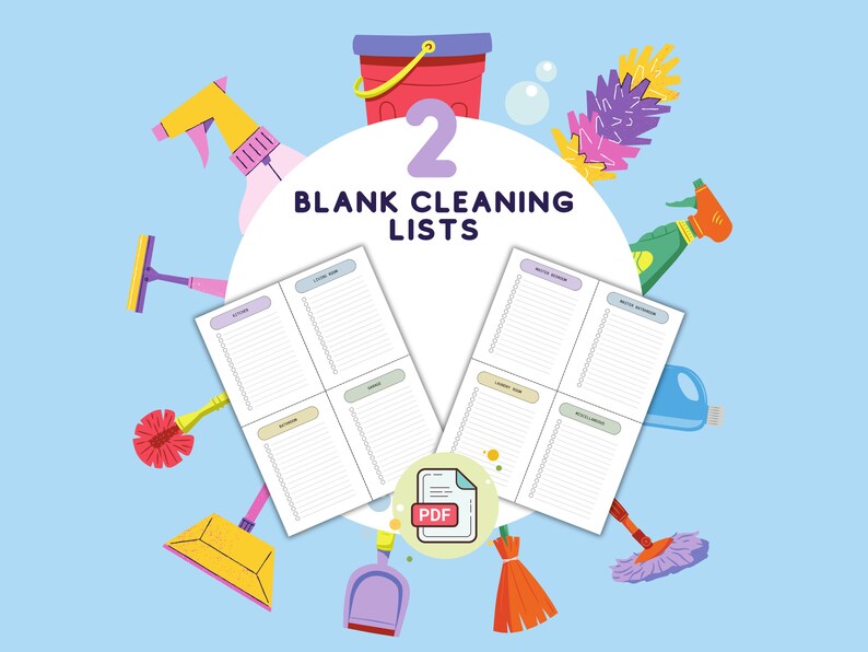 Printable Home Cleaning Planner, Cleaning Checklist, Cleaning Schedule ...