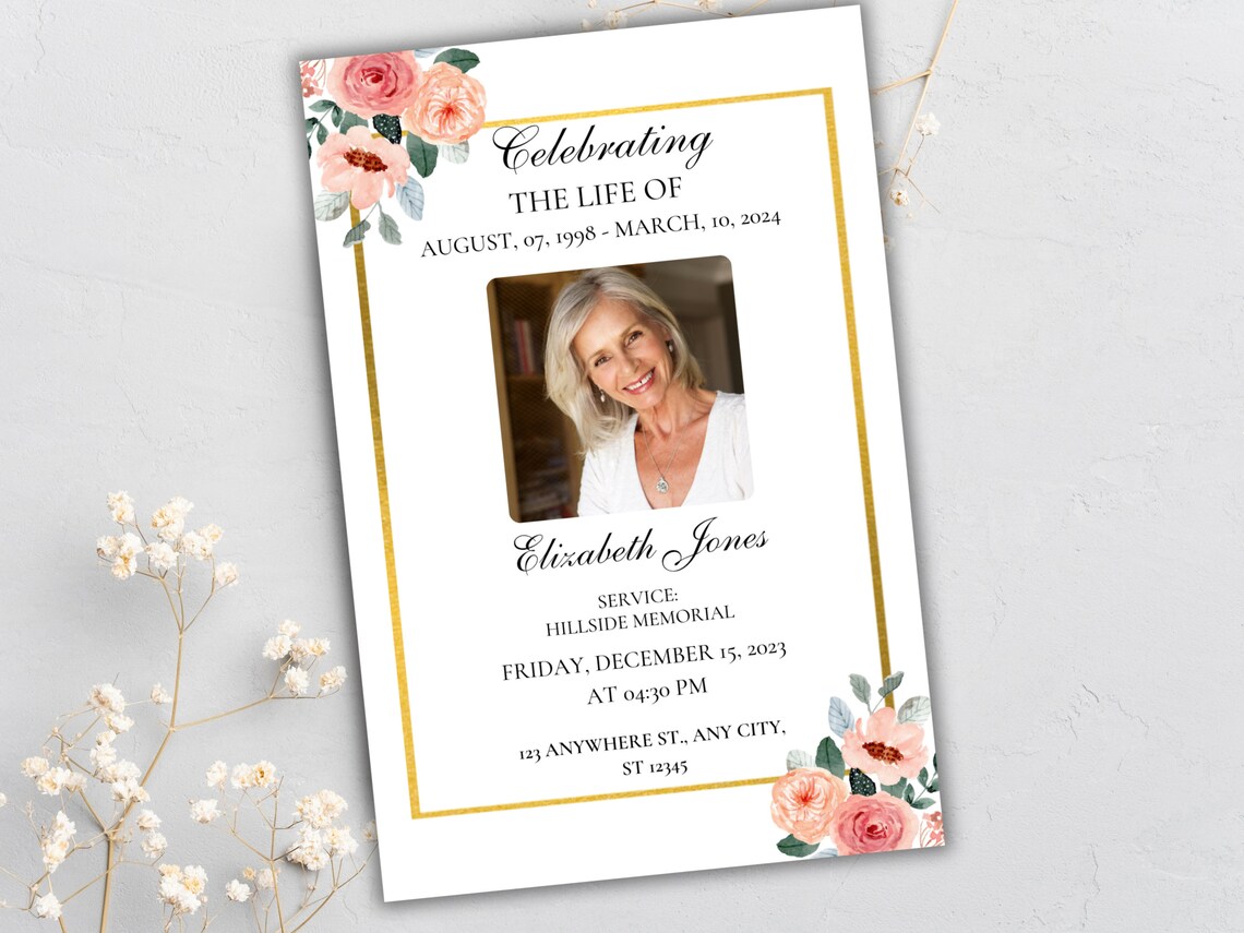 Editable Funeral Invitation Funeral Program Memorial Program Funeral ...