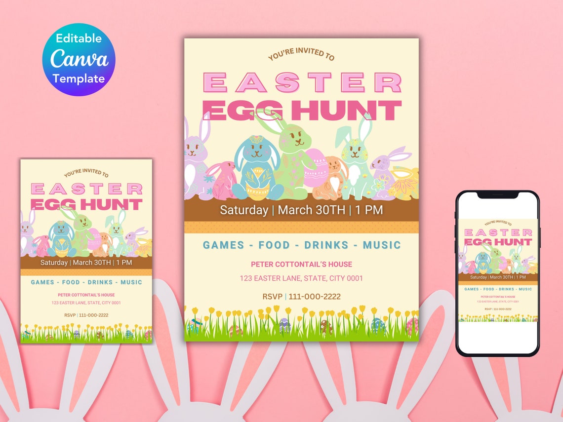 Editable Easter Egg Hunt Flyer | Easter Invitation | Editable Easter ...