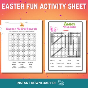 Printable Easter Word Search, Easter Puzzle, Easter Game Bundle, Easter ...