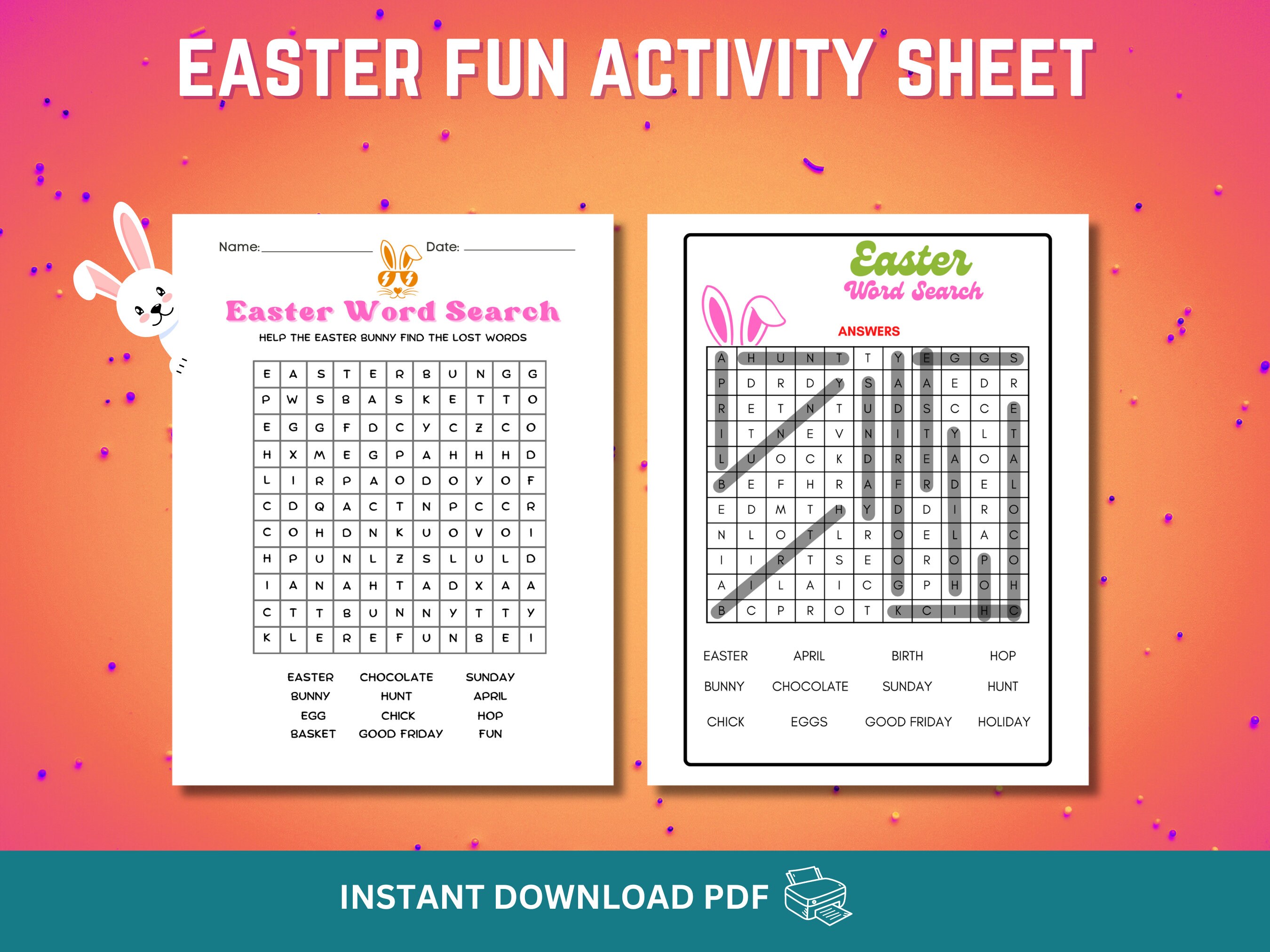 Printable Easter Word Search, Easter Puzzle, Easter Game Bundle, Easter ...