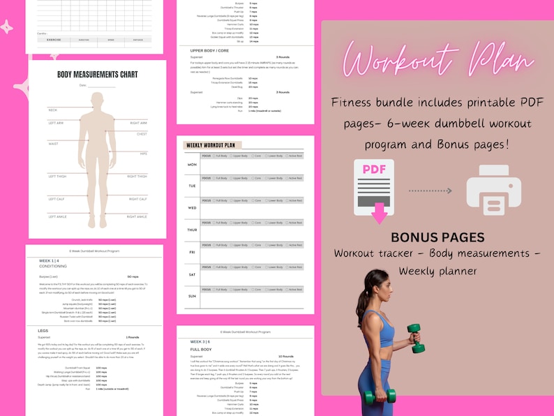 Workout Program | 6 Week Workout Program | Fitness Planner | Weight ...
