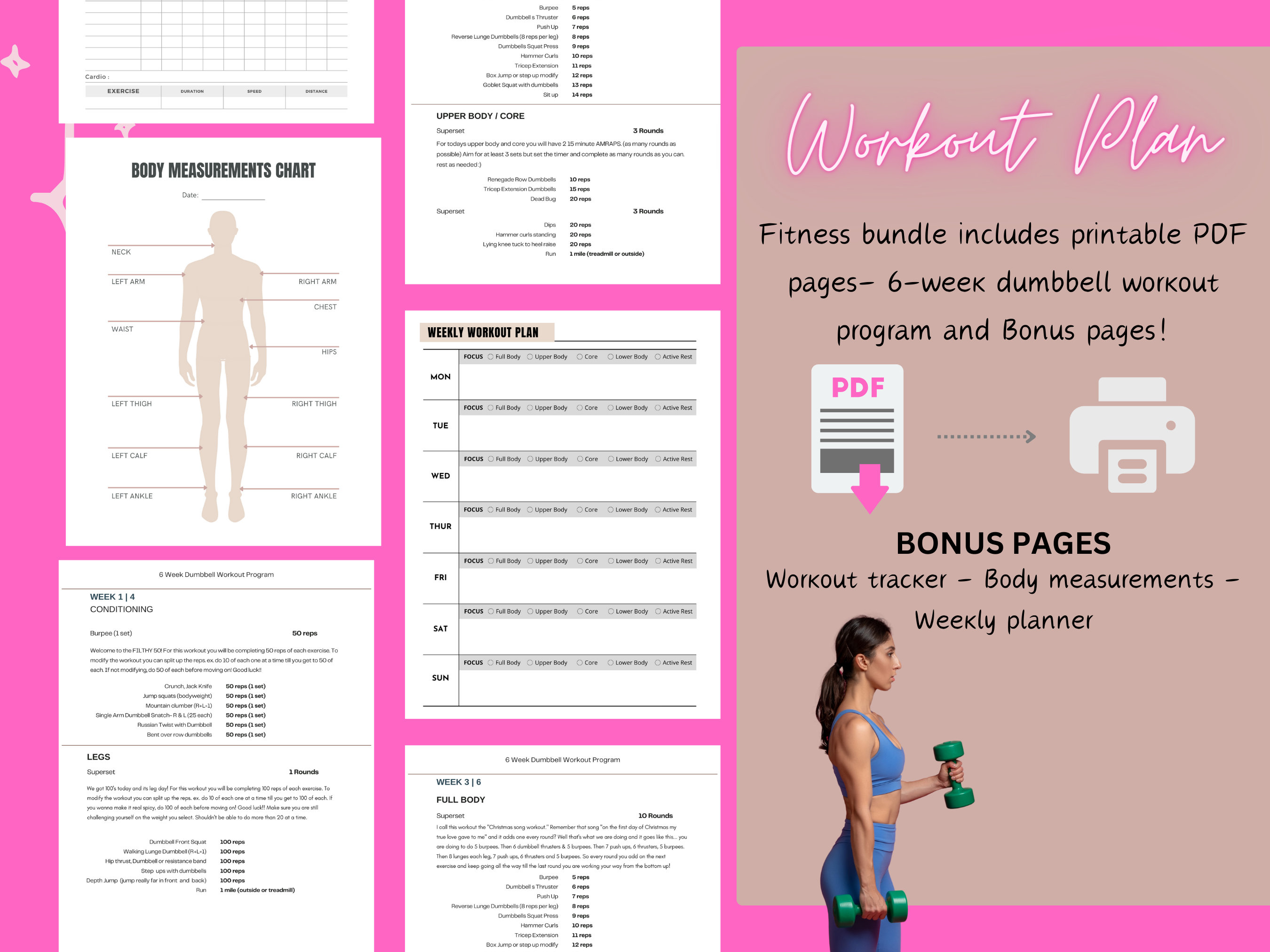 Workout Program | 6 Week Workout Program | Fitness Planner | Weight ...