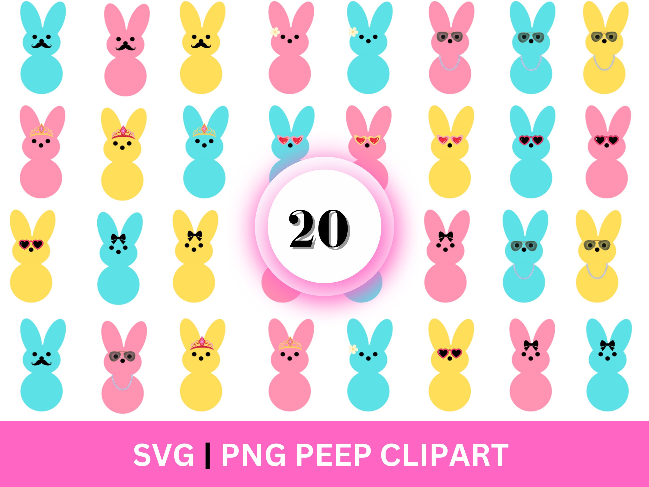 Peep SVG, Easter SVG Bundle, Easter Bunny Clipart Easter Peeps Svg ...
