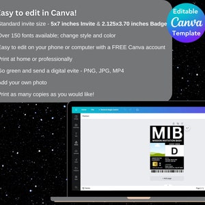 MIB Id Template, Printable Id Badge Mib, Personalized Men in Black ...