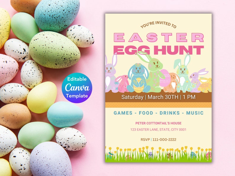 Editable Easter Egg Hunt Flyer | Easter Invitation | Editable Easter ...