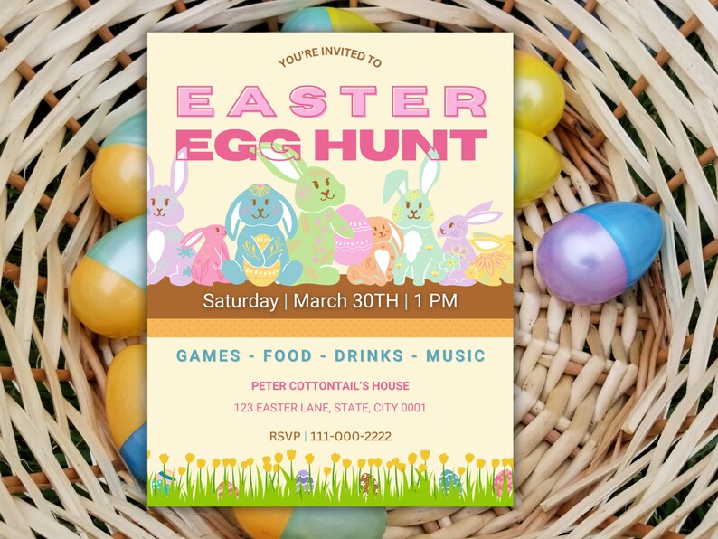 Editable Easter Egg Hunt Flyer | Easter Invitation | Editable Easter ...