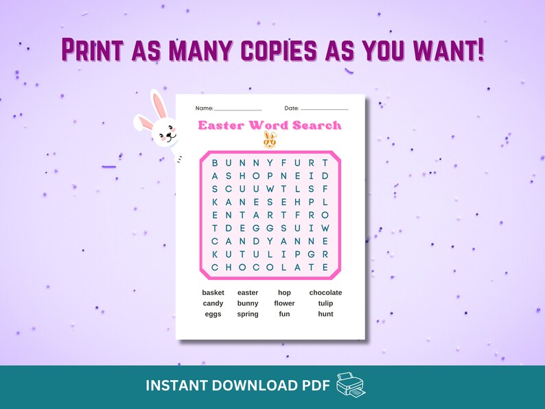Printable Easter Word Search, Easter Puzzle, Easter Game Bundle, Easter ...