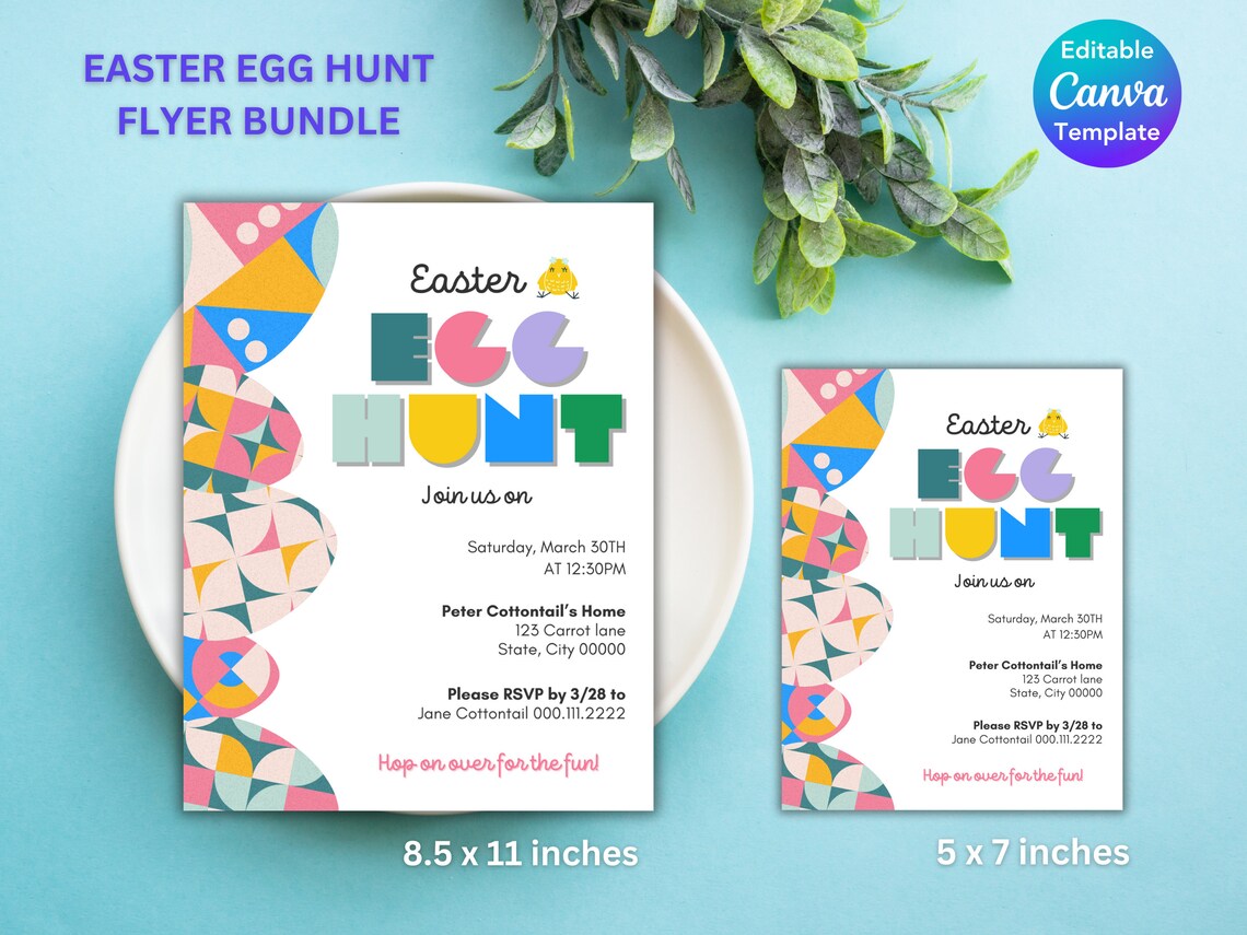 Easter Egg Hunt Invitation, Easter Egg Hunt Bundle, Egg Hunt Flyer ...