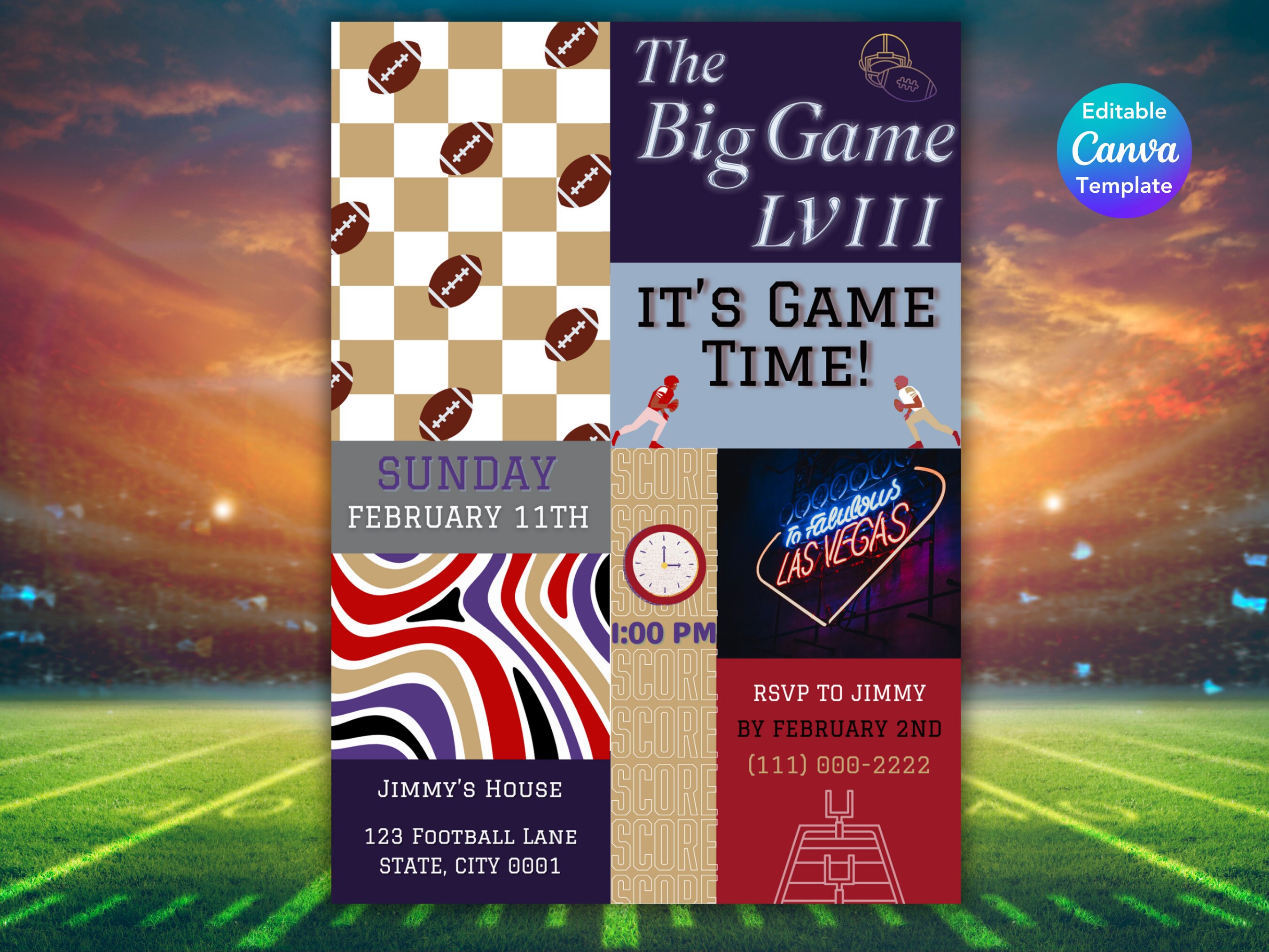 Football Invitation Football Flyer Super Bowl Invite Super Bowl ...