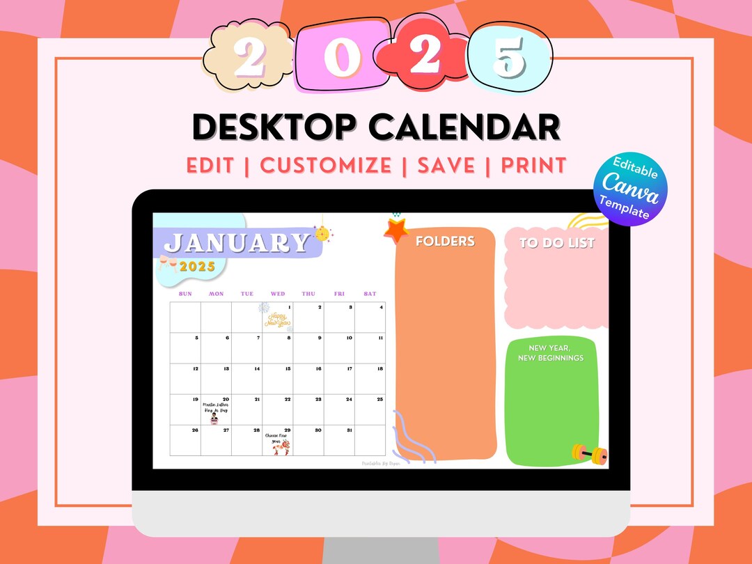 2025 Desktop Wallpaper Calendar Editable, Monthly Calendar, Desktop ...
