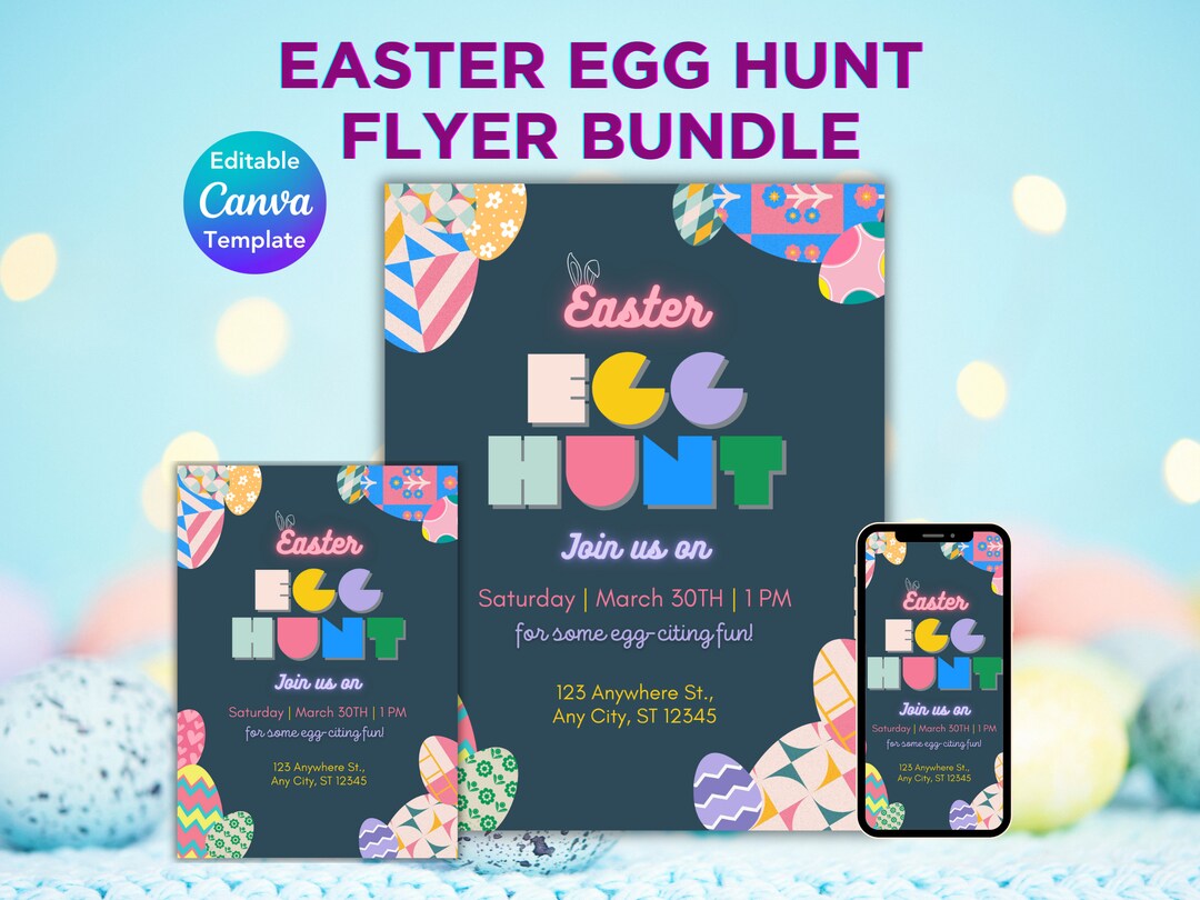 Easter Egg Hunt Flyer | Church Flyer | Easter Egg Hunt Bundle | Egg ...
