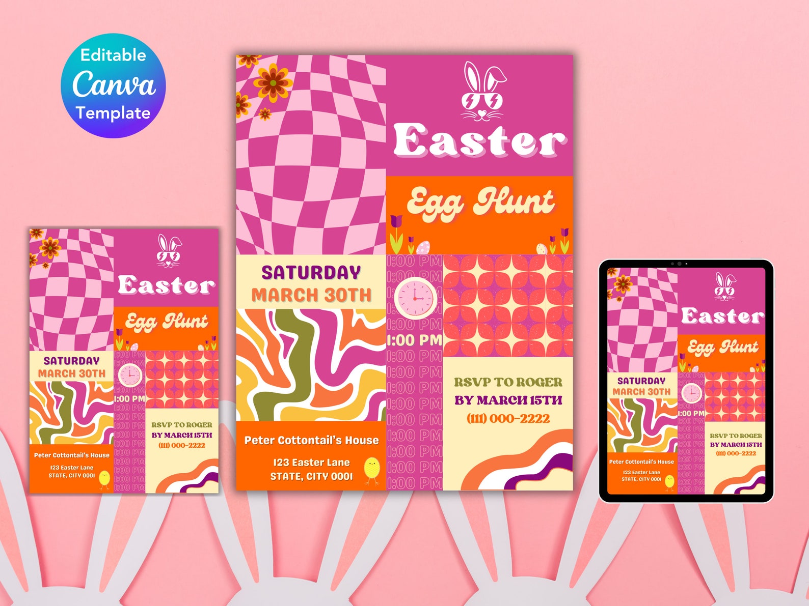 Editable Easter Invitation, Easter Egg Hunt Invitation, Easter Flyer ...