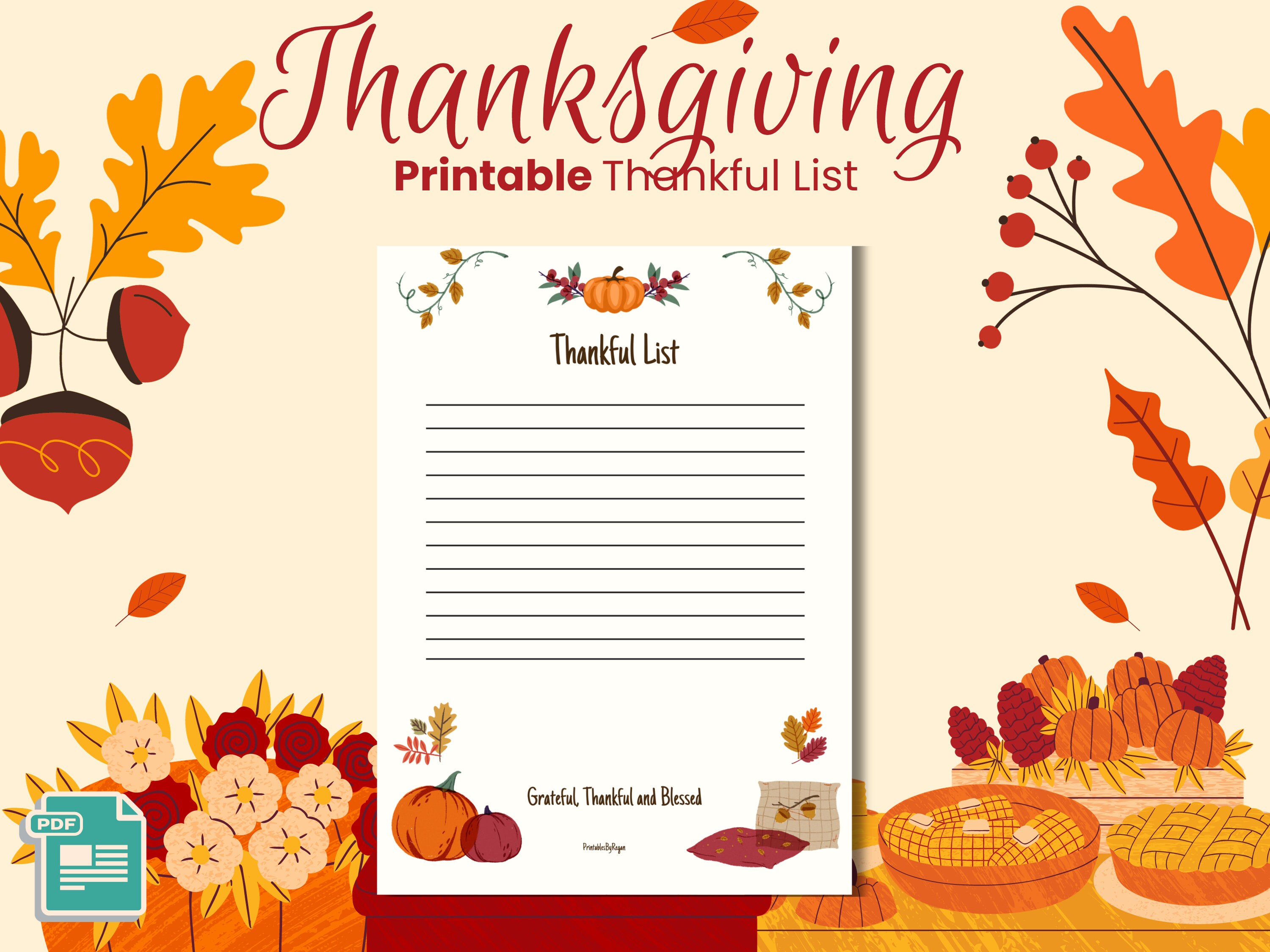 Thanksgiving Planner, Gratitude List, Thanksgiving Bundle, Holiday Meal ...