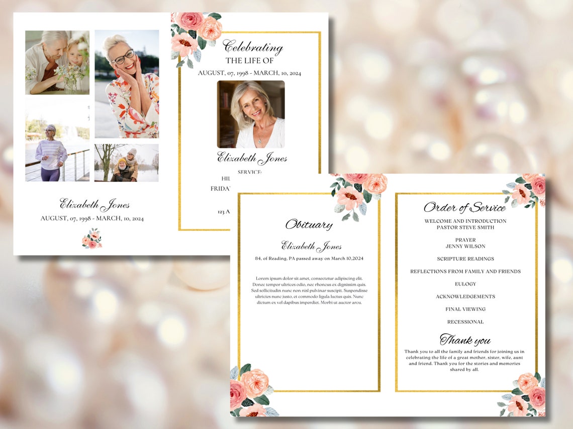 Editable Funeral Invitation Funeral Program Memorial Program Funeral ...