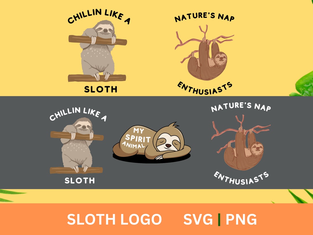 Sloth SVG, Sloth Clipart, Sleeping Sloth Svg, Hanging Sloth, Instant ...
