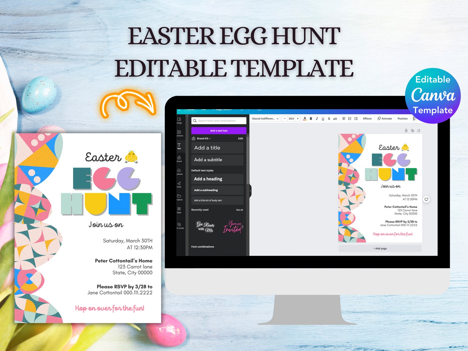 Easter Egg Hunt Invitation, Easter Egg Hunt Bundle, Egg Hunt Flyer ...