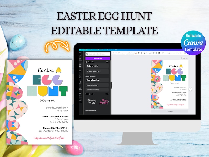 Easter Egg Hunt Invitation, Easter Egg Hunt Bundle, Egg Hunt Flyer ...