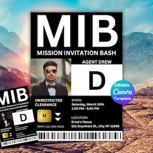 MIB Id Template, Printable Id Badge Mib, Personalized Men in Black ...