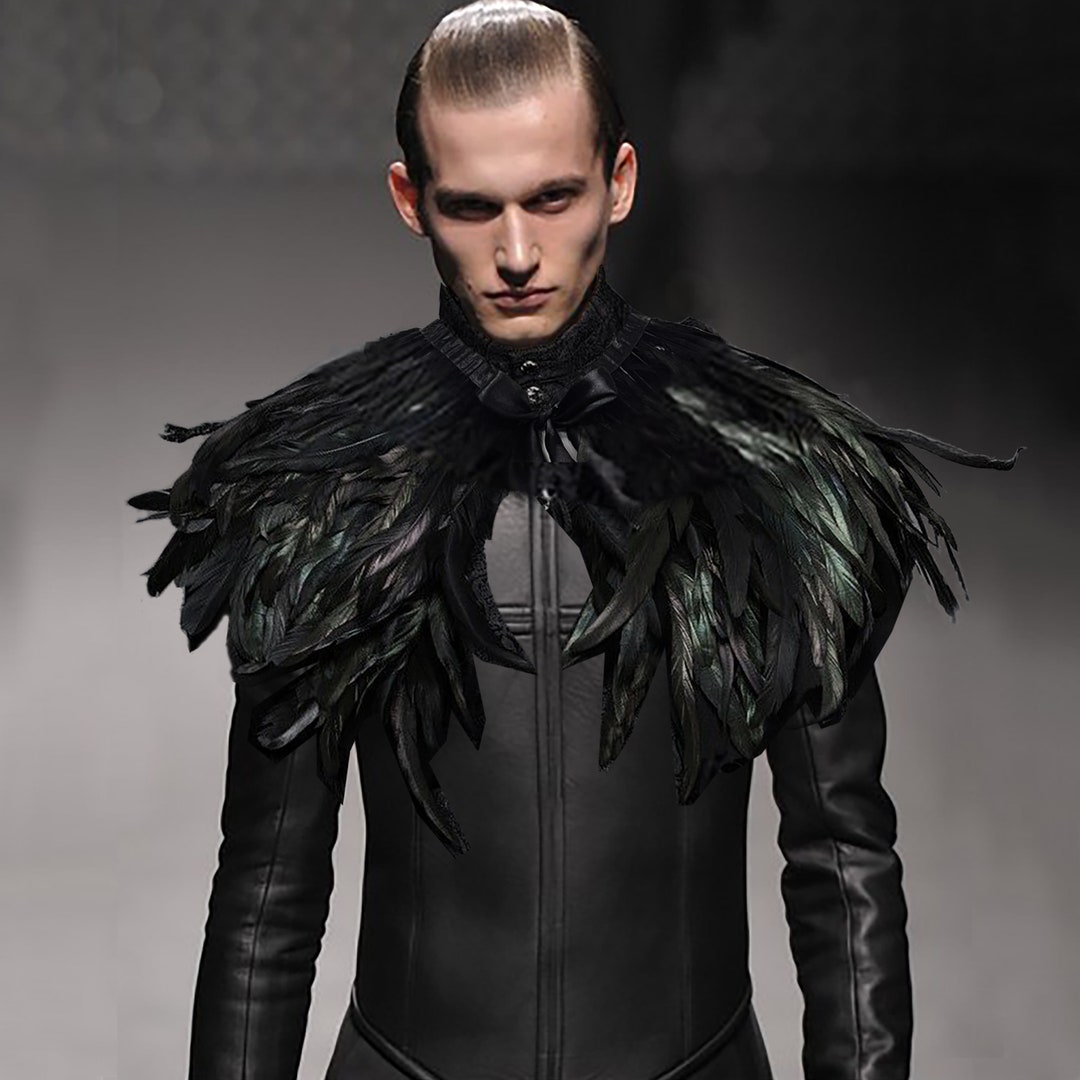 Gothic Black Feather Capehalloween Feather Shawlponcho - Etsy