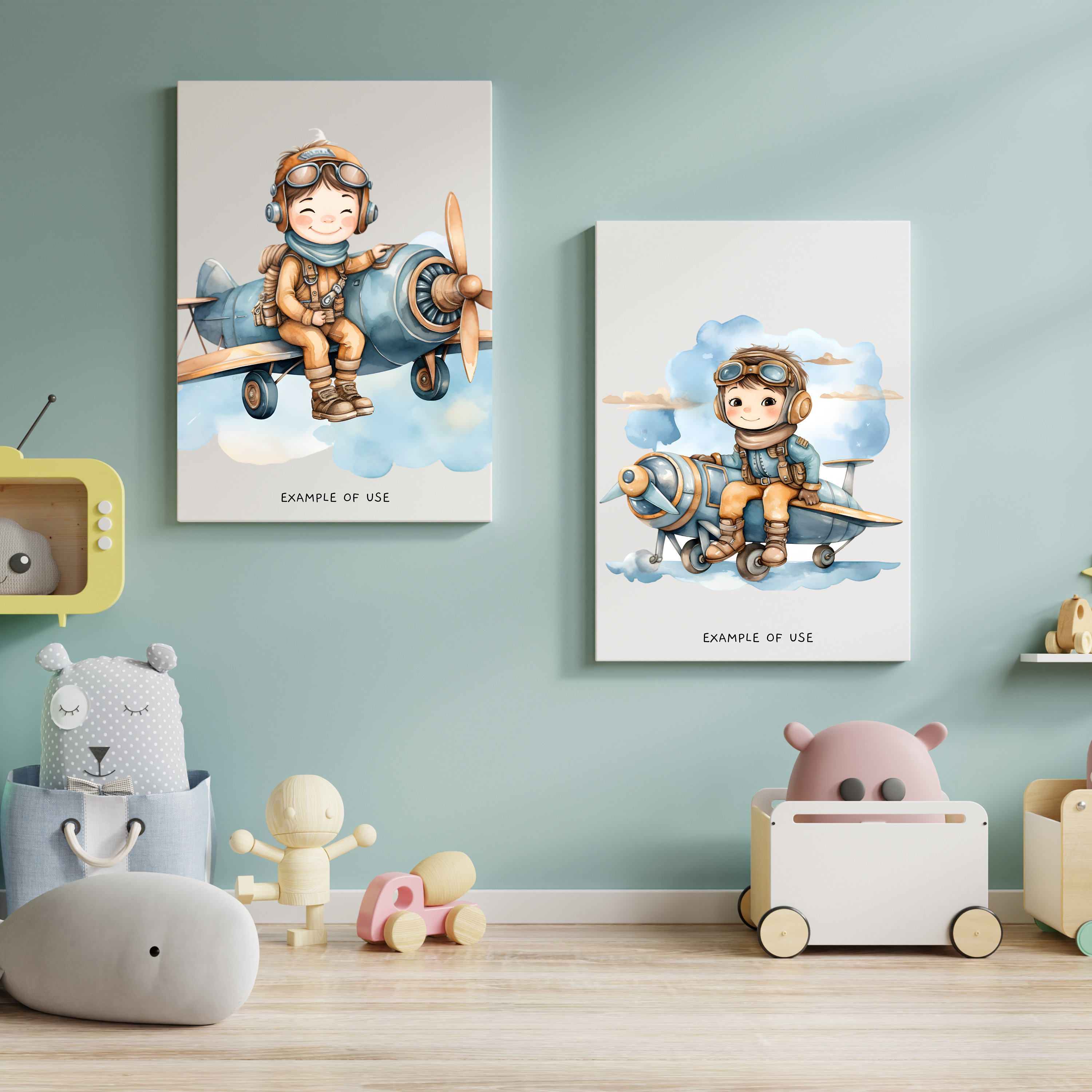 Little Pilot Clipart, Watercolor Clipart, Aviator Clipart, Airplane ...