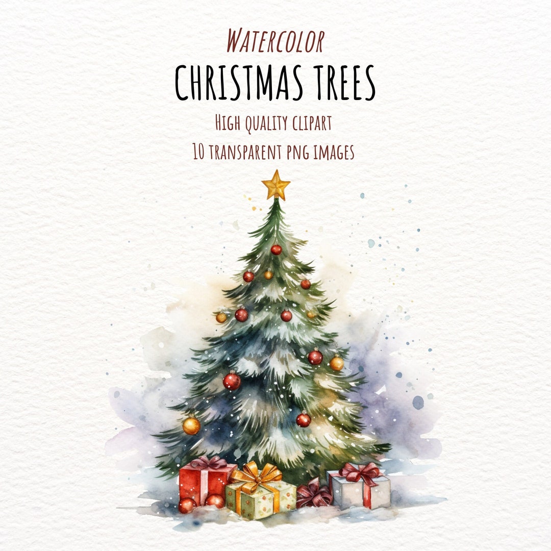 Watercolor Christmas Tree, Watercolor Winter Clipart, Christmas Tree ...