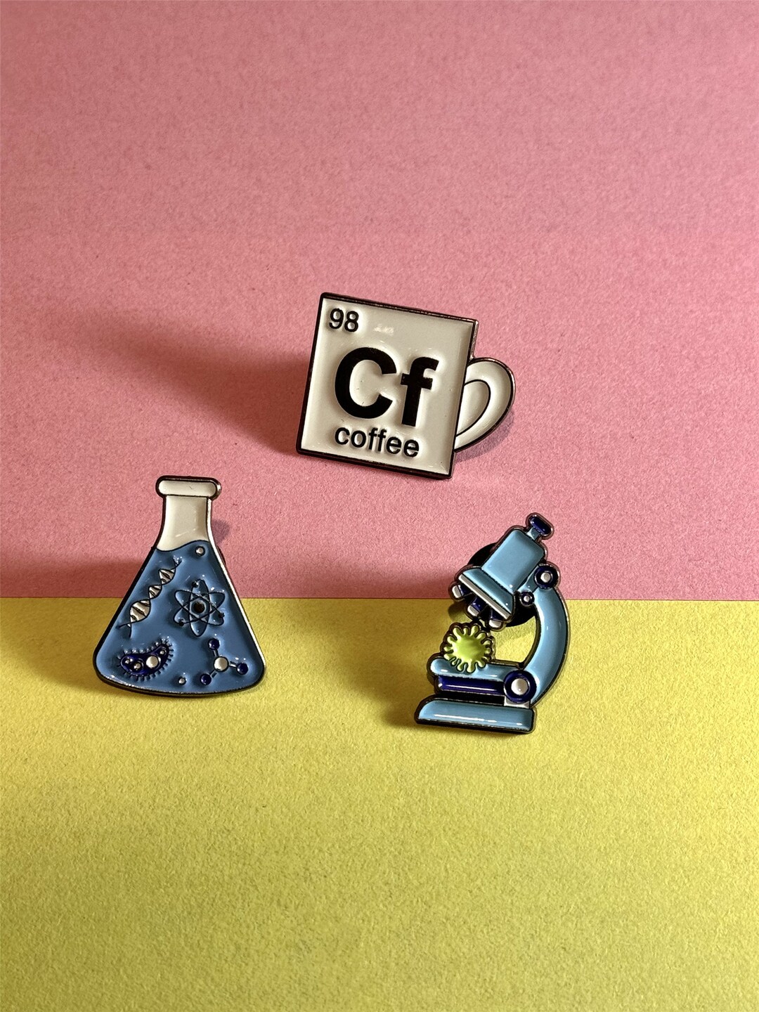 98 Cf Coffee Enamel Pin DNA Enamel Pins Science Flask Pin Microscope Enamel Pin Chemistry Pin ...