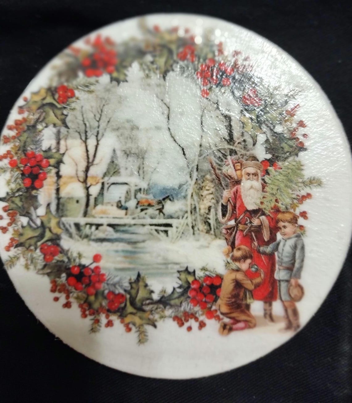 Vintage Christmas Santa Scene Coasters - Etsy