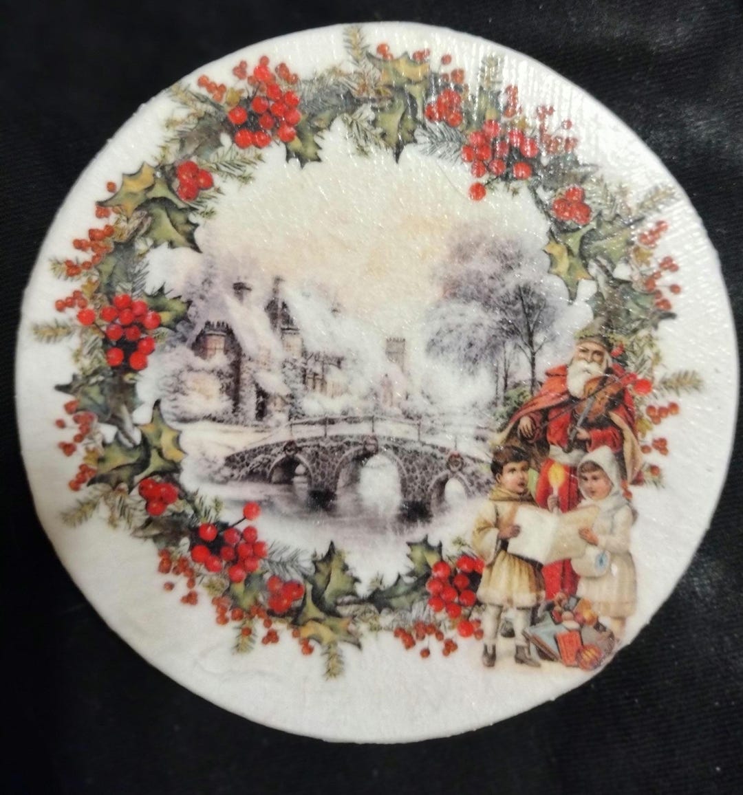 Vintage Christmas Santa Scene Coasters - Etsy
