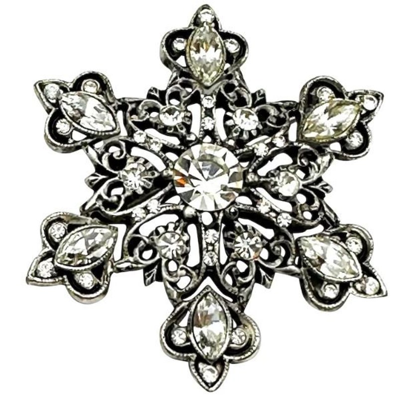 Vintage Sparkling Crystal Snowflake Brooch Pin - Etsy