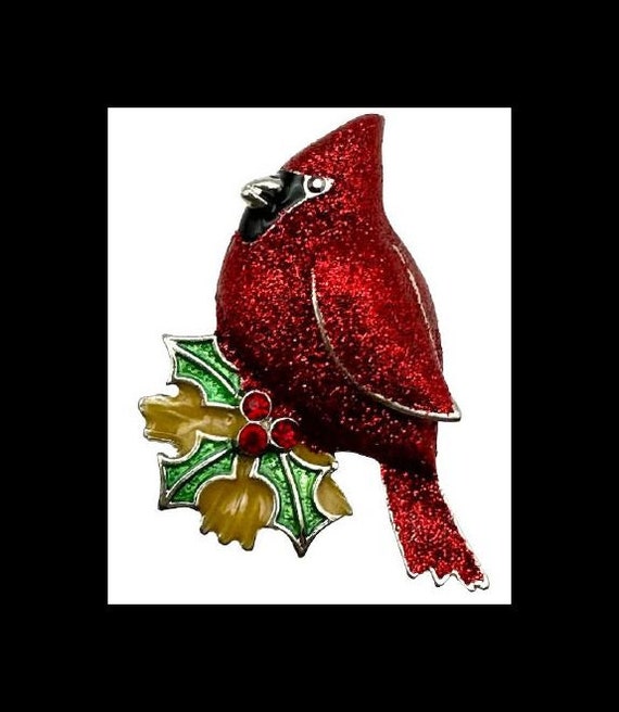 Vintage cardinal pin brooch - Gem