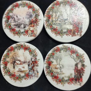 Vintage Christmas Santa Scene Coasters - Etsy