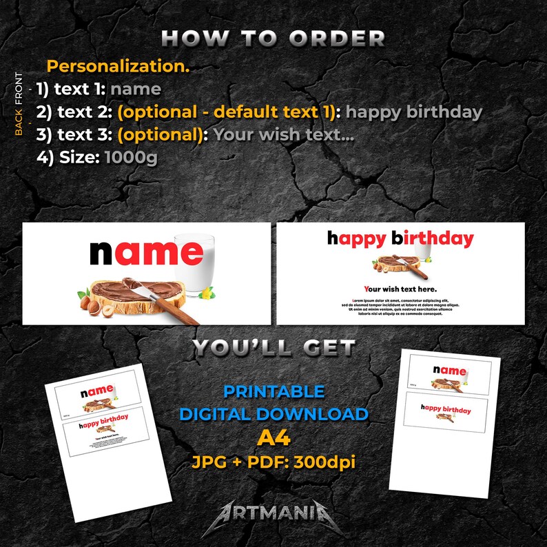 Personalized Birthday Nutella Jar Label. Printable Chocolate Spread ...