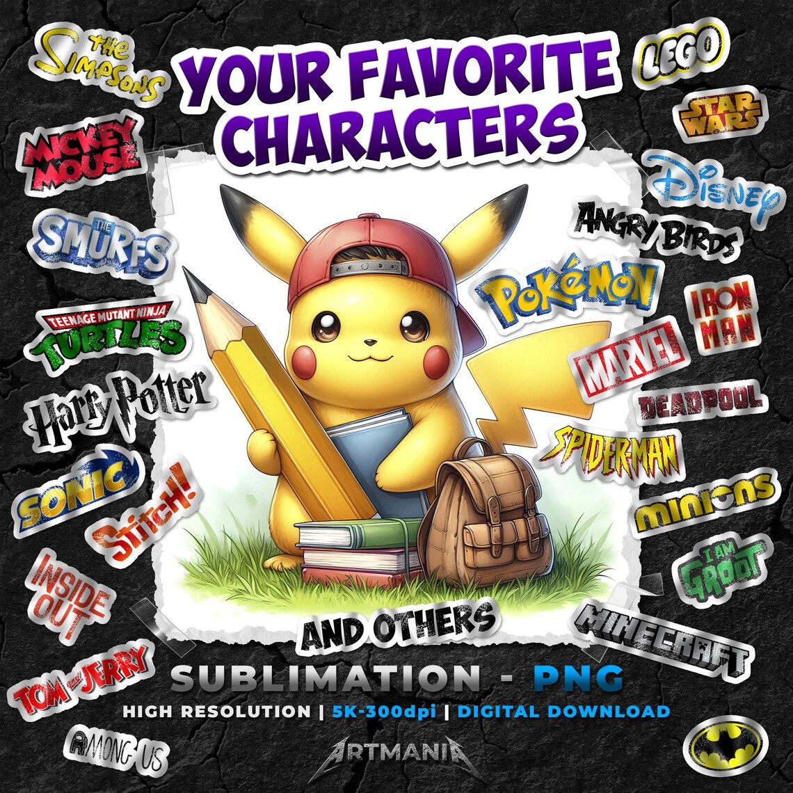 01 PNG Sublimation Cute Cartoon Characters. Go to School. Back to ...