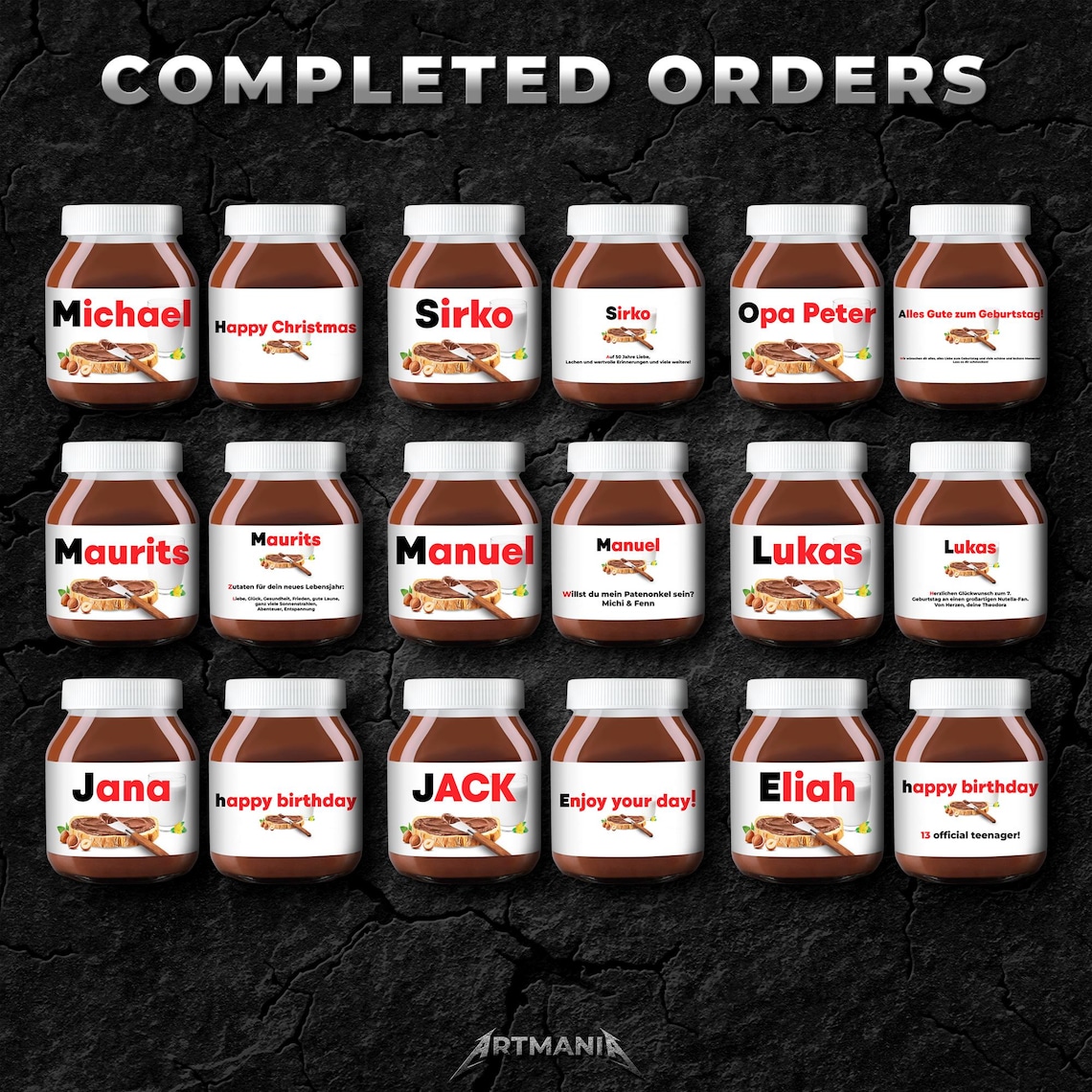 Personalized Birthday Nutella Jar Label. Printable Chocolate Spread ...