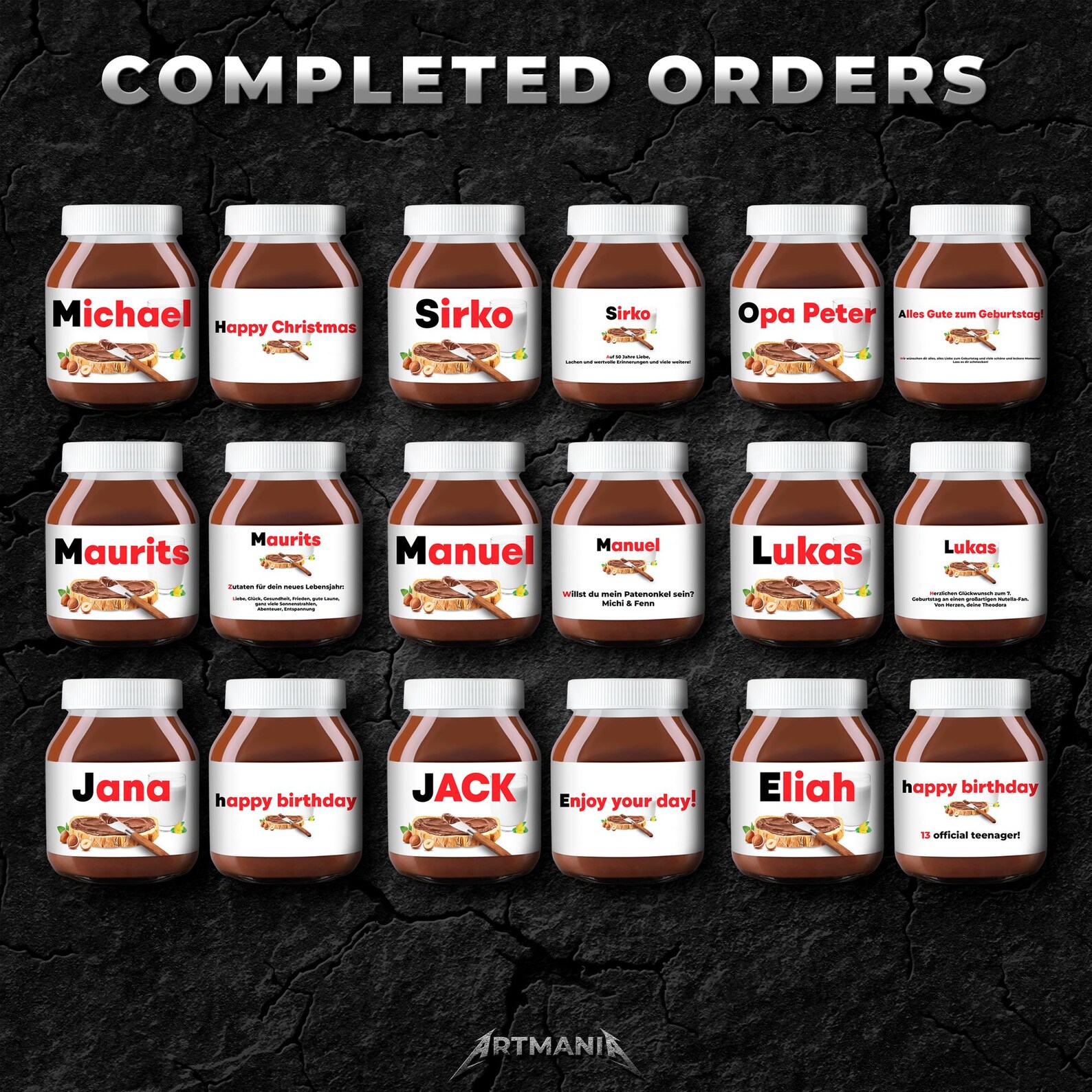 Personalized Birthday Nutella Jar Label. Printable Chocolate Spread ...