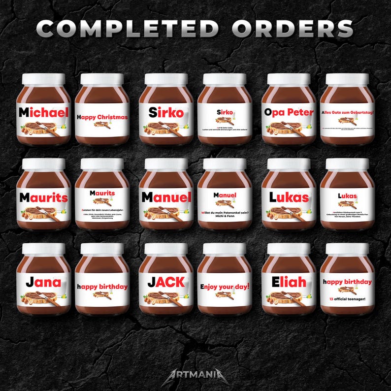 Personalized Birthday Nutella Jar Label. Printable Chocolate Spread ...