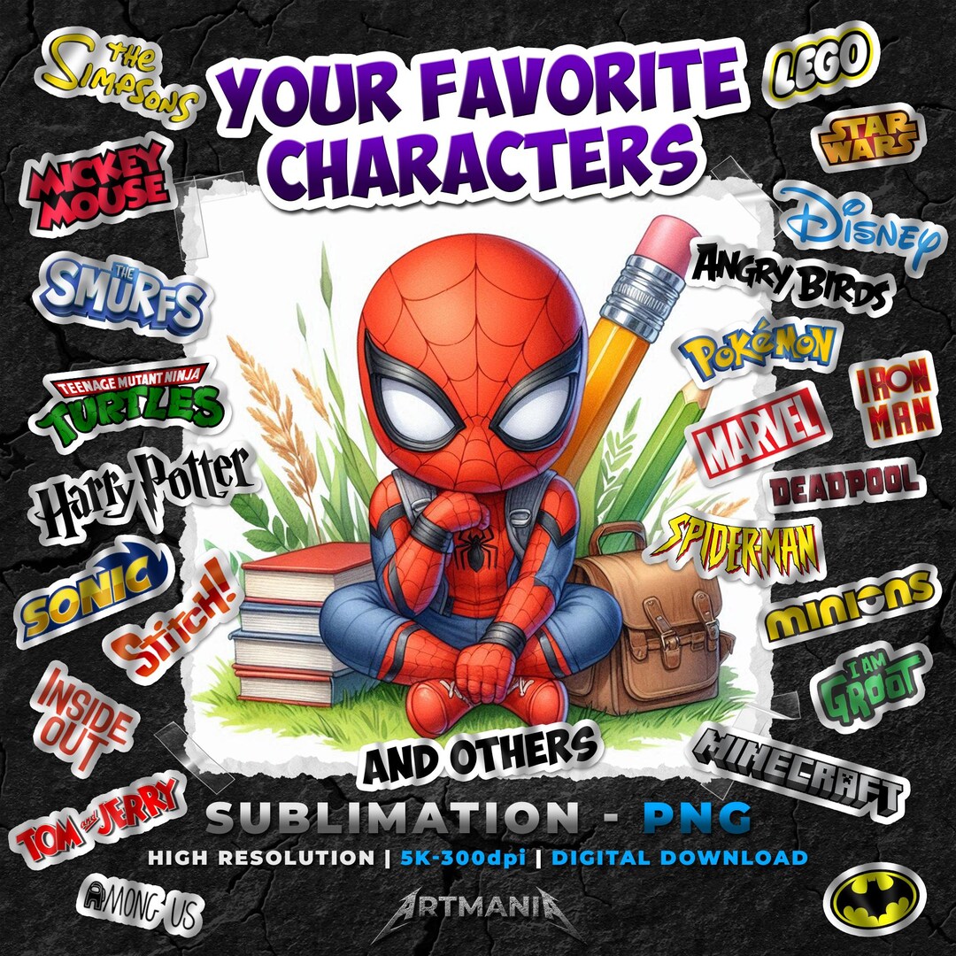 13 Cute Baby Spider Man. Transparent PNG Sublimation. Back to School ...