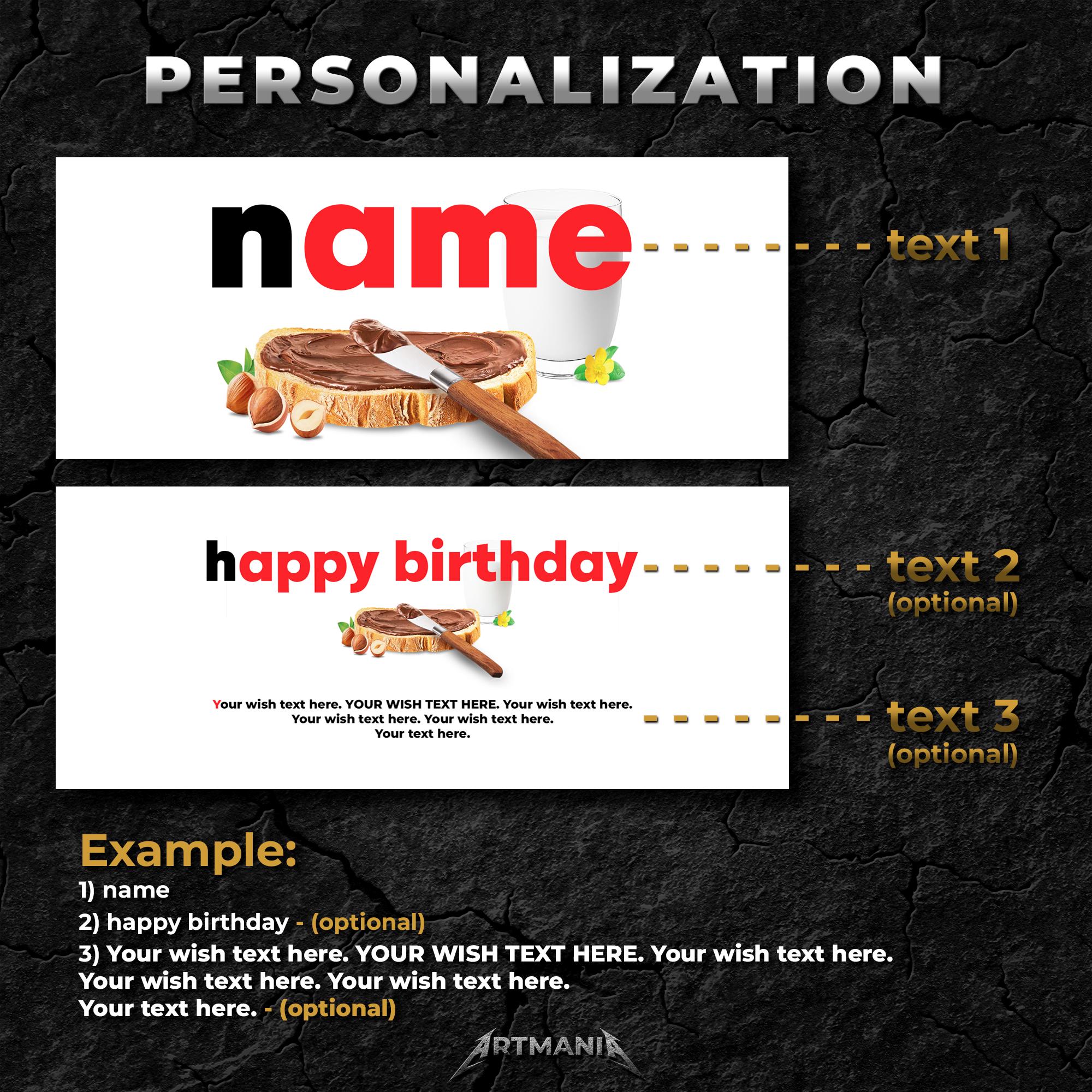 Personalized Birthday Nutella Jar Label. Printable Chocolate Spread ...