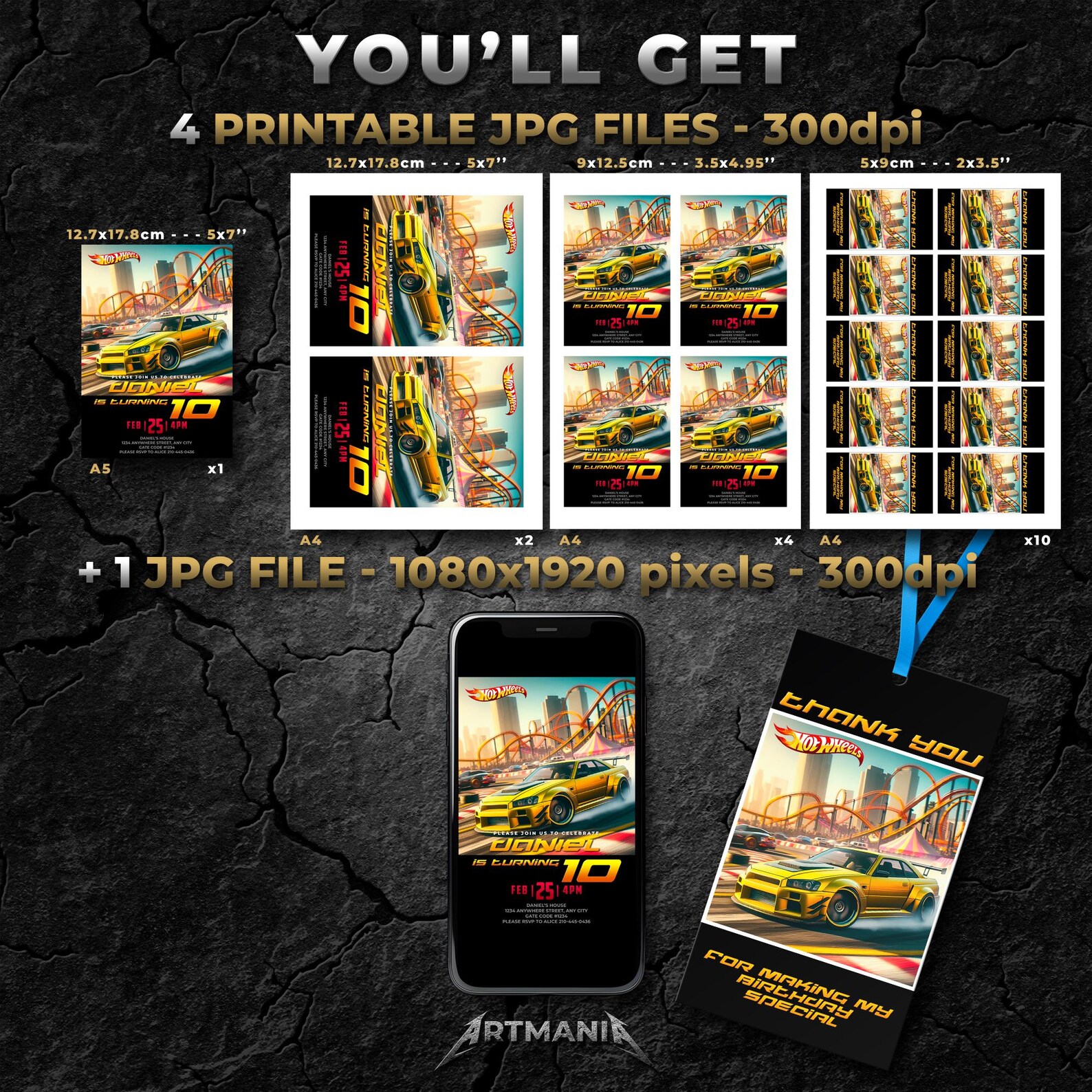 Personalized Kids Birthday Invitation. Hot Drift Sport Race Car Kids ...