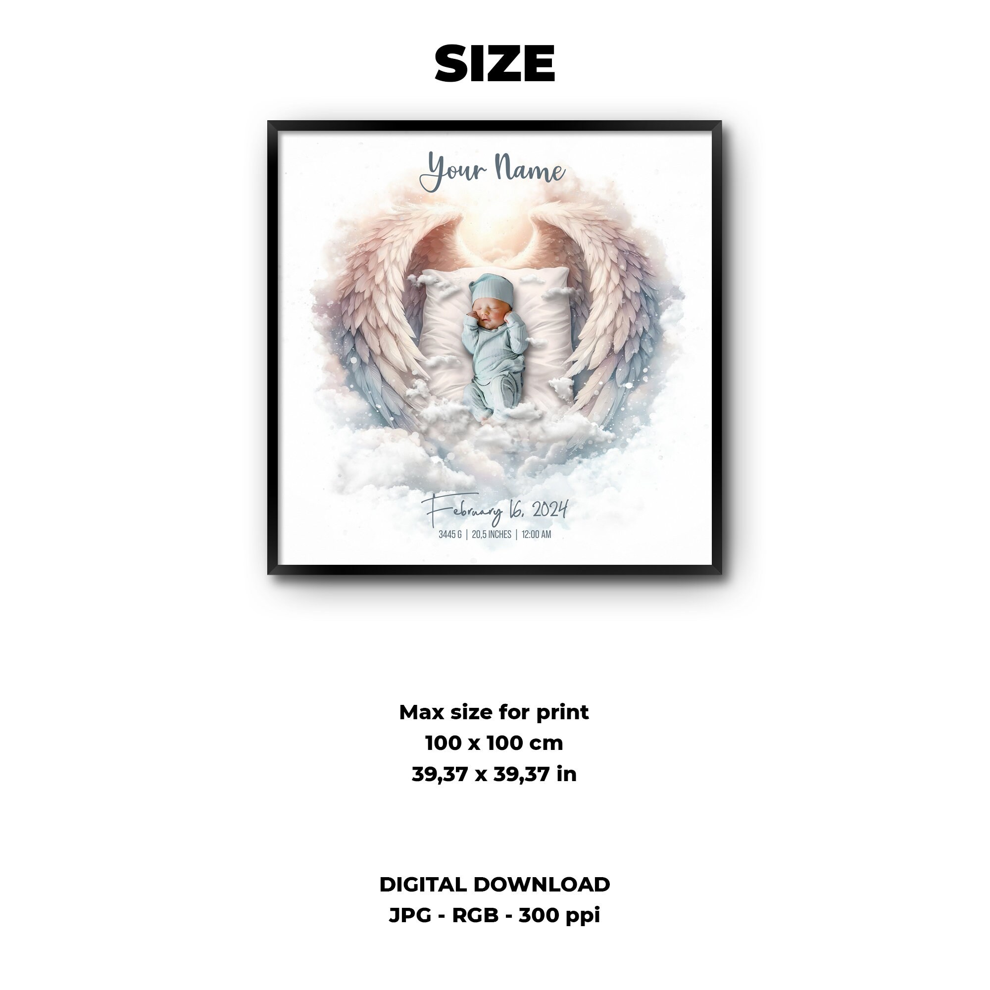 Personalized Newborn Birth Poster With Photo. New Baby Born Portrait ...