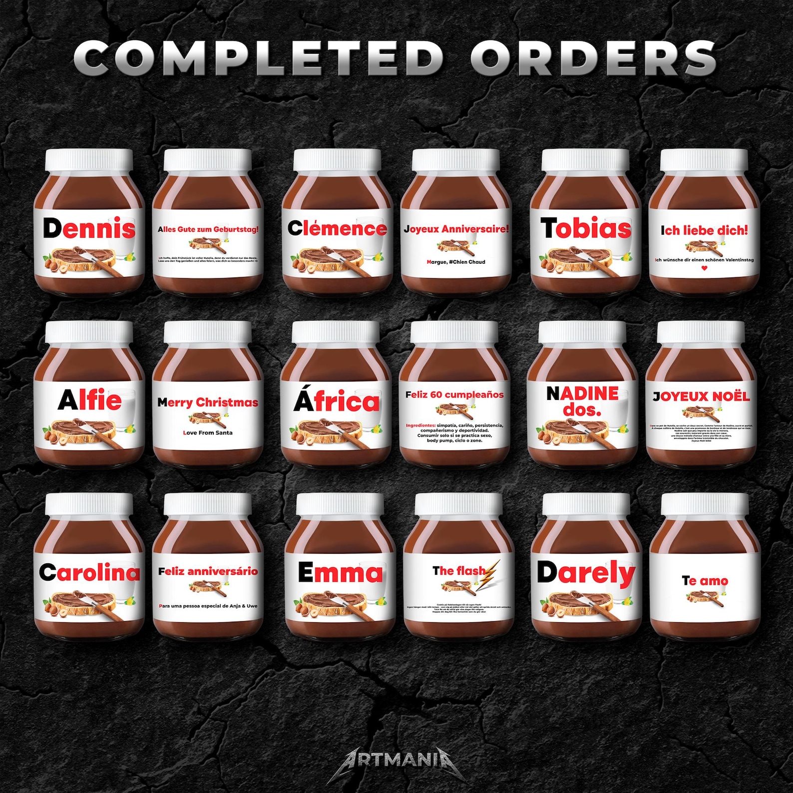 Personalized Birthday Nutella Jar Label. Printable Chocolate Spread ...