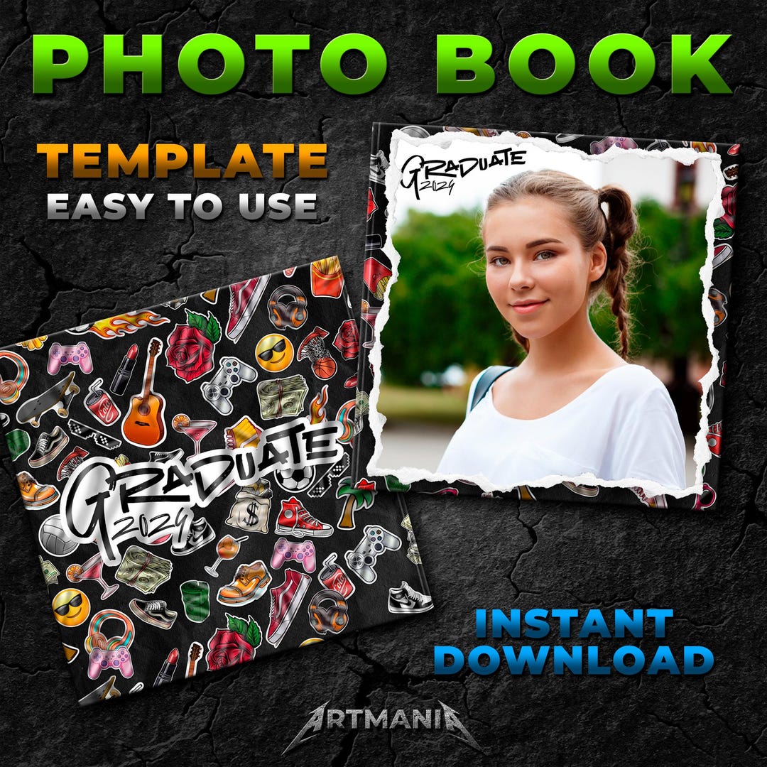 Senior Album Template. Graduation Photo Book Template. School Years ...