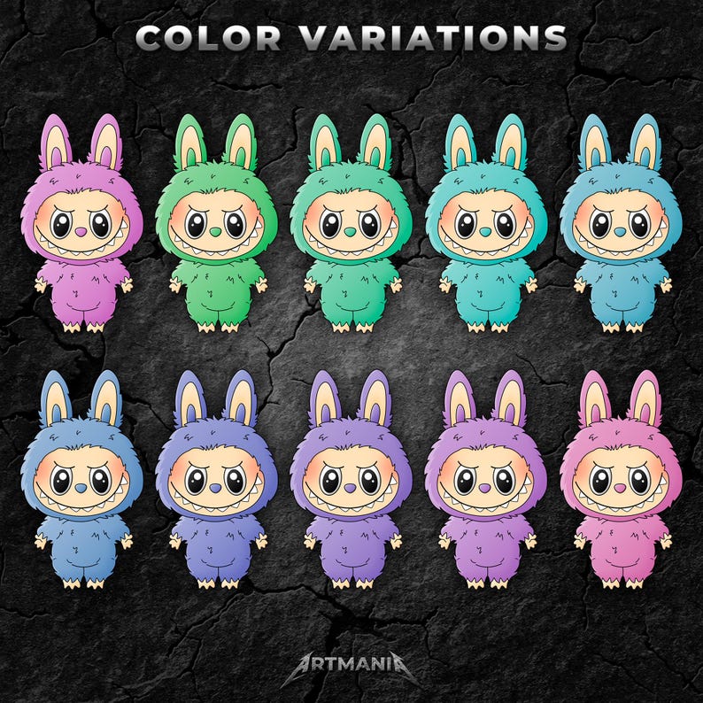 Labubu Cute Monster Sublimation PNG Clipart. Labubu Sticker Pack Bundle ...